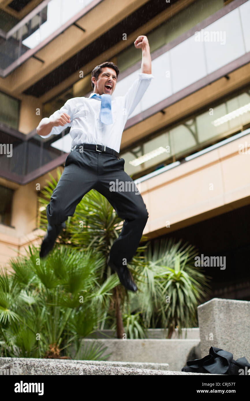 Happy businessman cheering outside hi-res stock photography and images ...