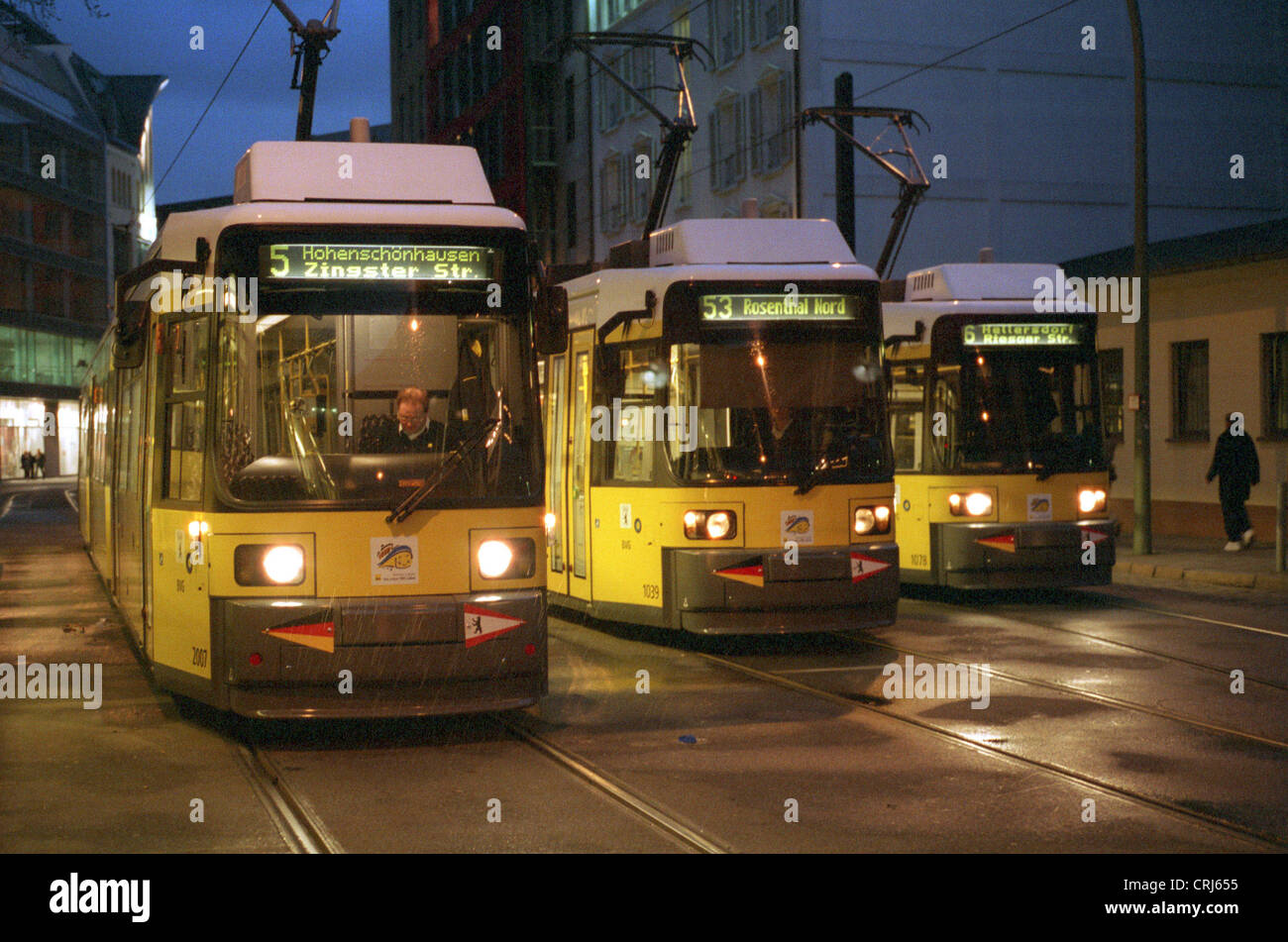 Berlin, trams at a collection point for trams Stock Photo - Alamy