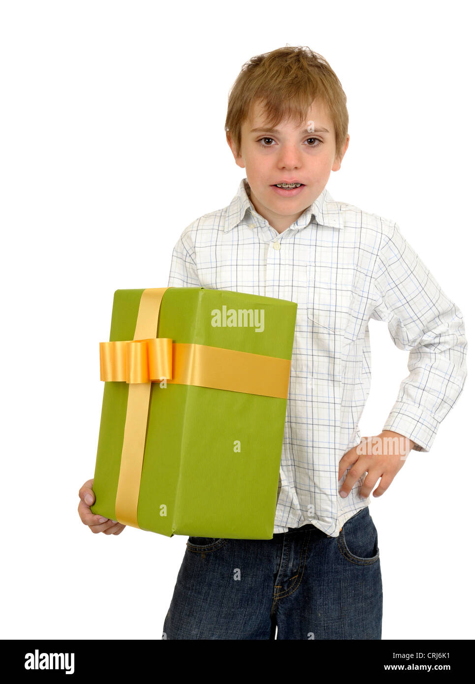 Christmas boy big present hi-res stock photography and images - Alamy