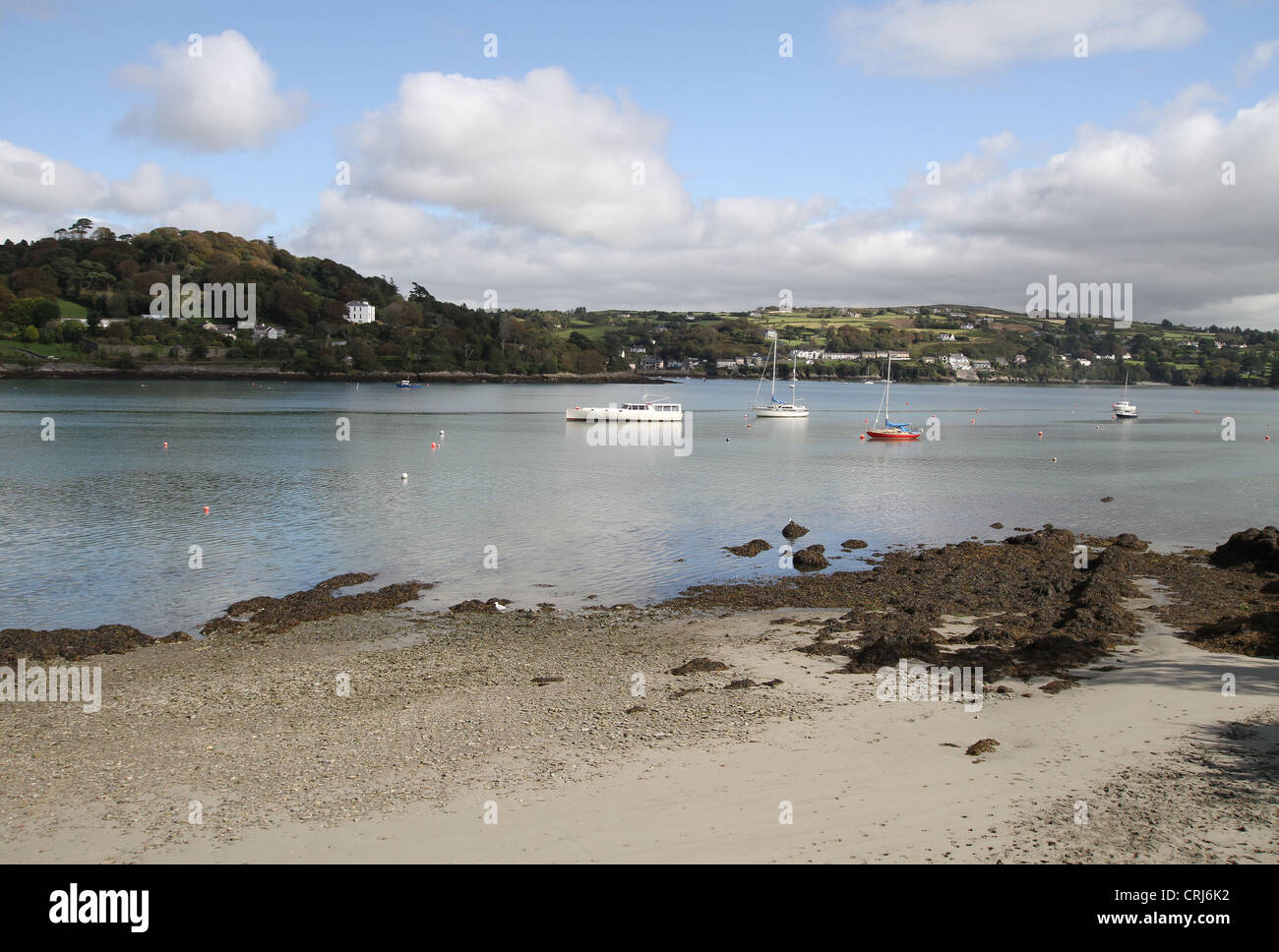 Sandy beach beside Union Hall harbour, Union Hall, Co Cork Stock Photo ...