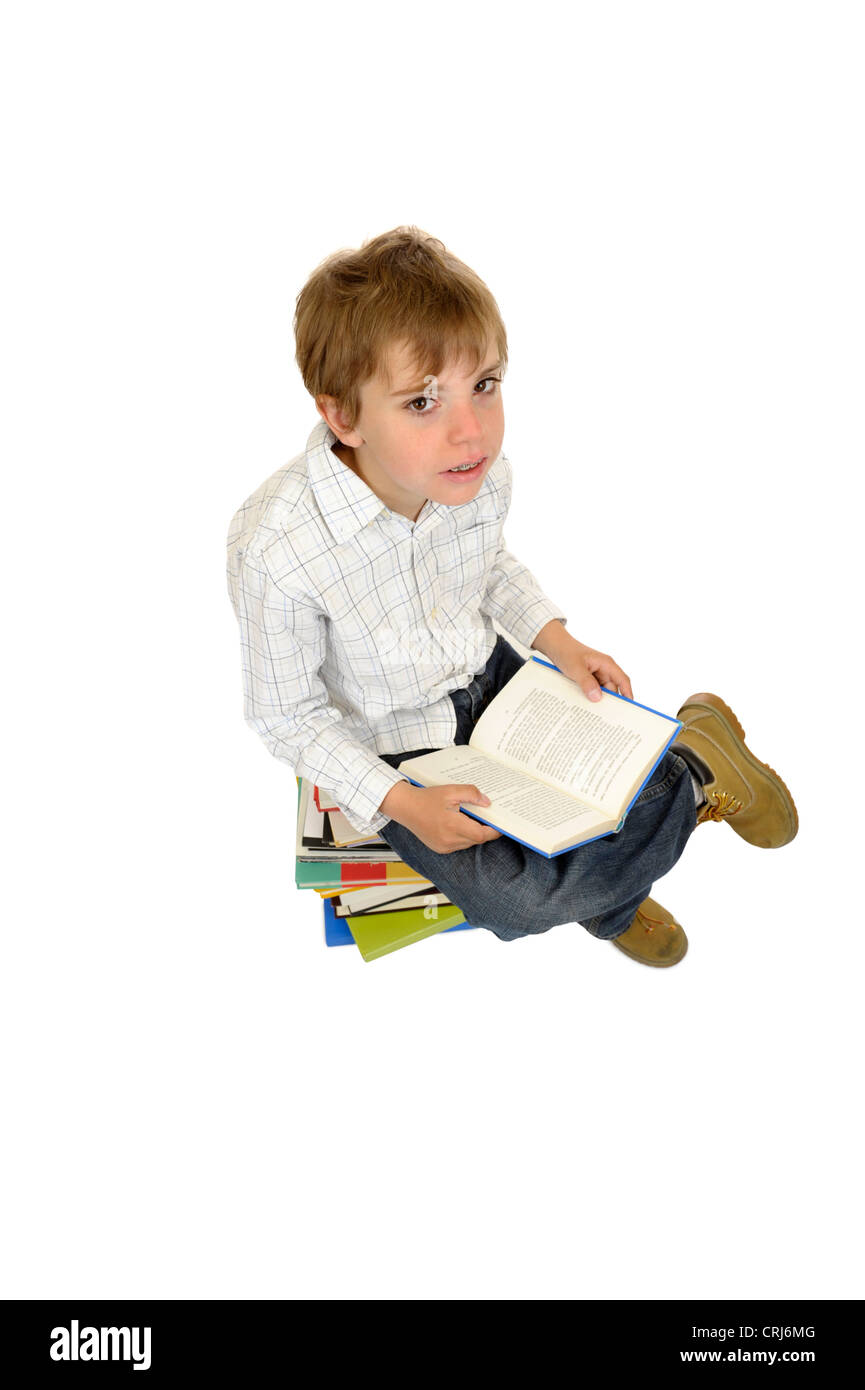 Reading boy book on Cut Out Stock Images & Pictures - Alamy