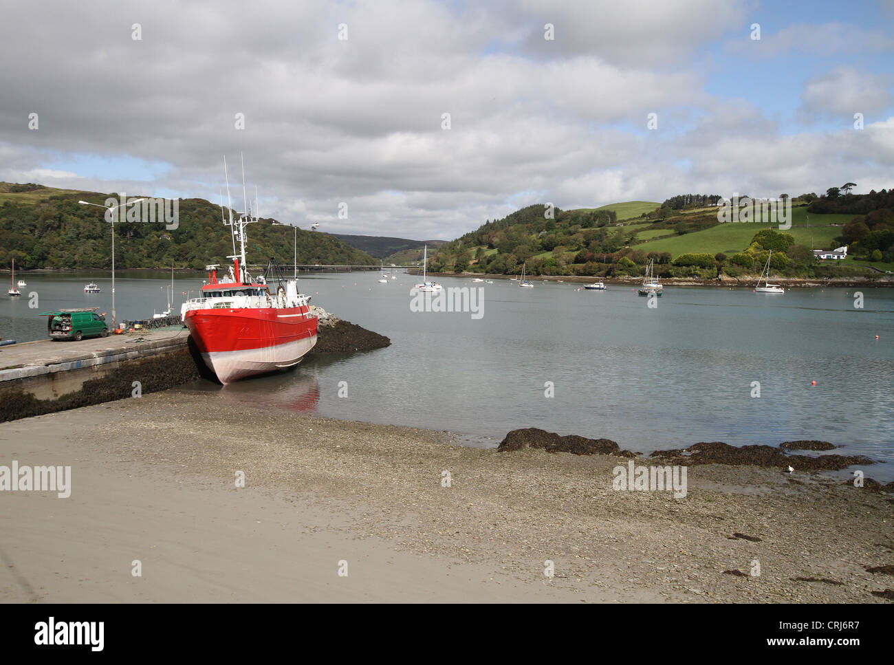 Sandy beach beside Union Hall harbour, Union Hall, Co Cork Stock Photo ...