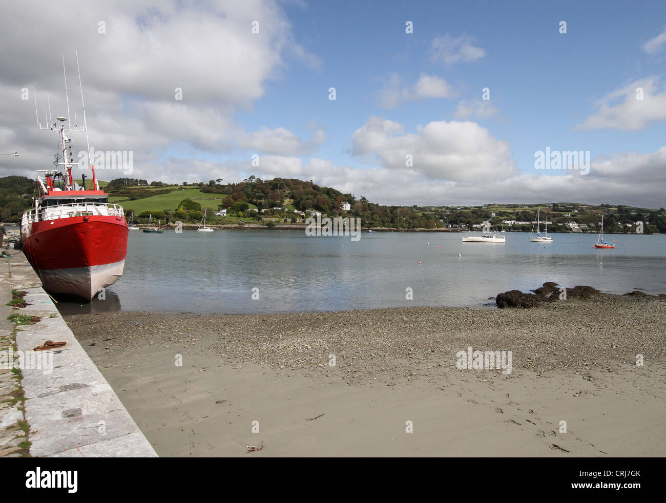 Sandy beach beside Union Hall harbour, Union Hall, Co Cork Stock Photo ...