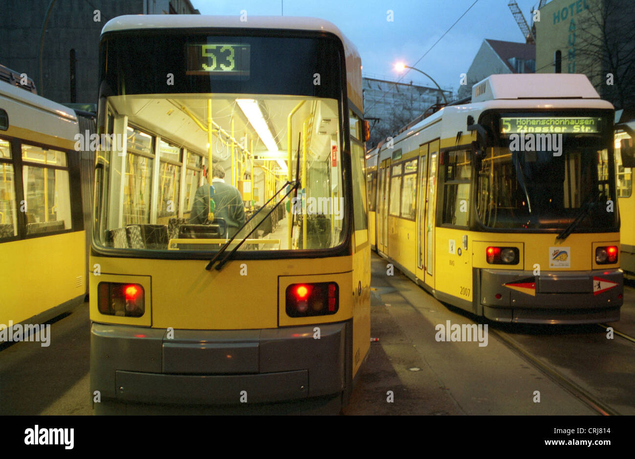 Berlin, trams at a collection point for trams Stock Photo - Alamy