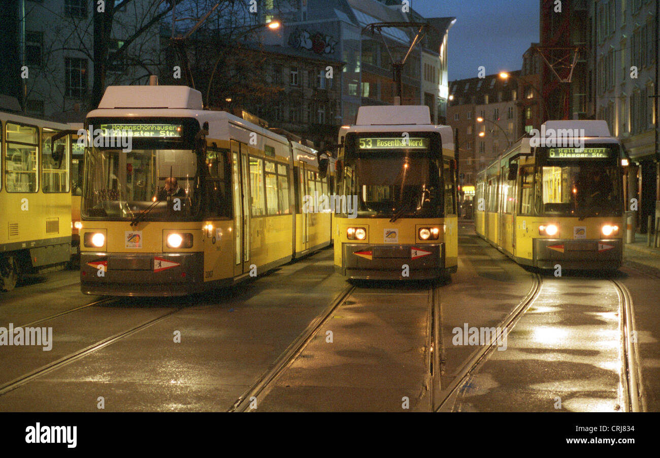 Berlin, trams at a collection point for trams Stock Photo - Alamy