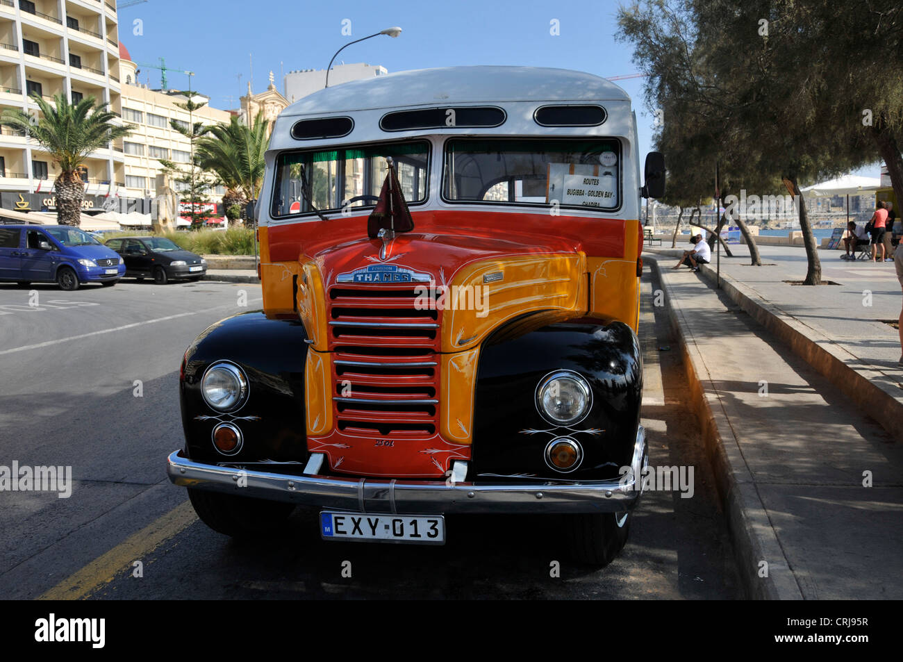 original old bus on the island Malta Stock Photo - Alamy