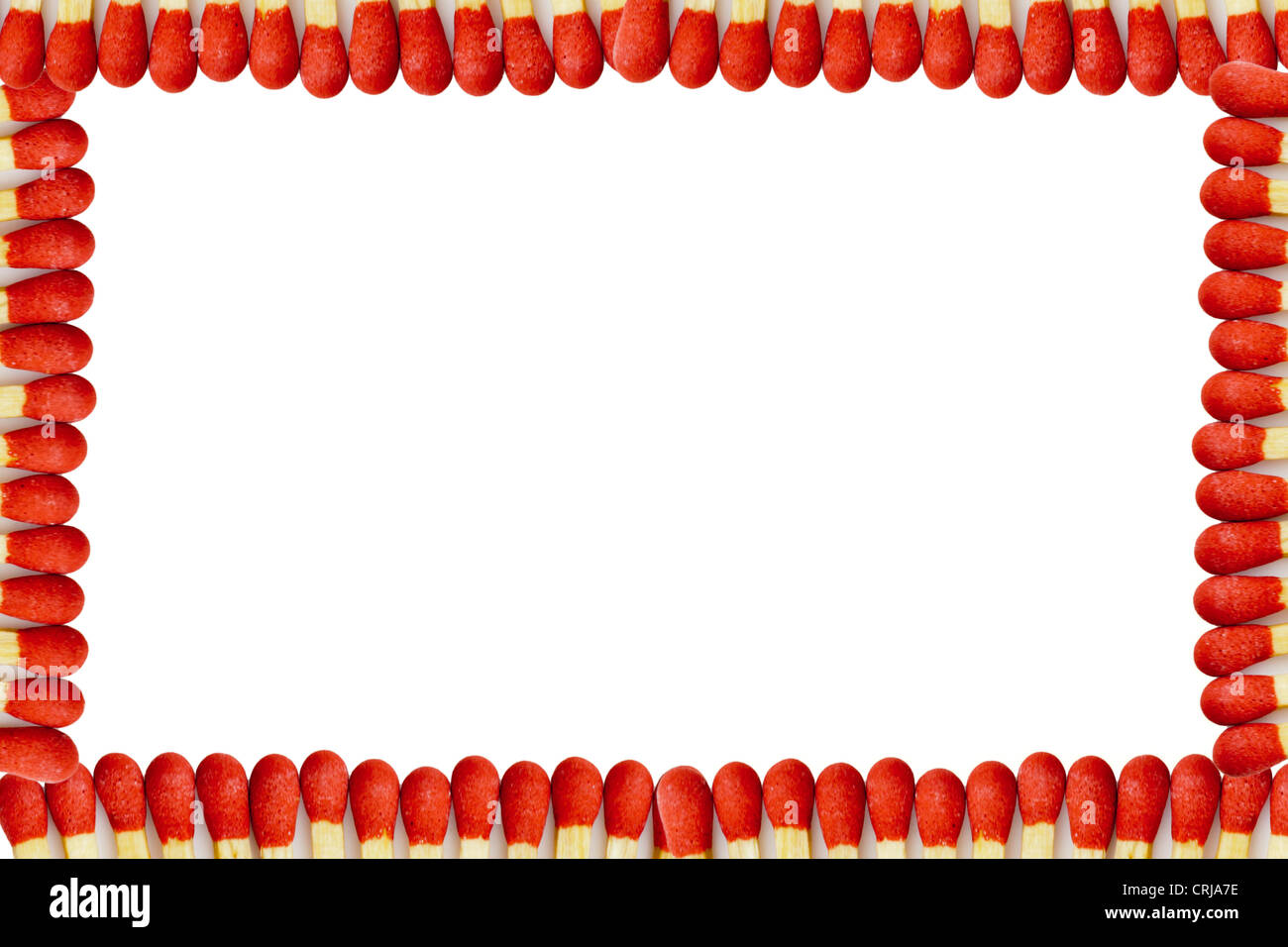 Red matchstick border on a white background Stock Photo - Alamy