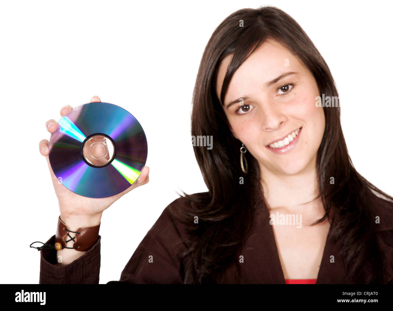 Woman holding cd in white hi-res stock photography and images - Alamy