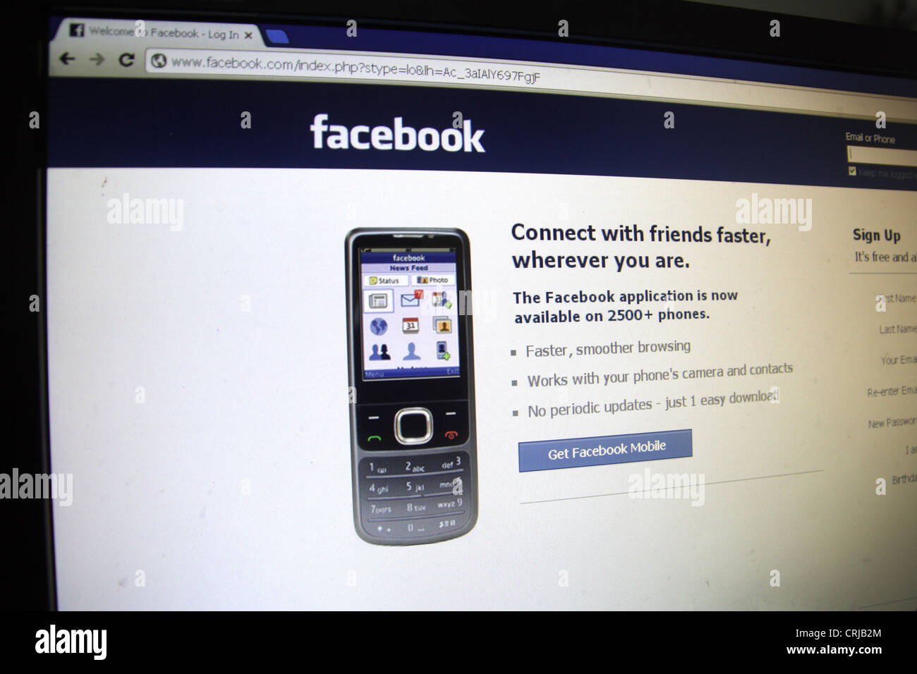 Facebook front page on monitor Stock Photo - Alamy