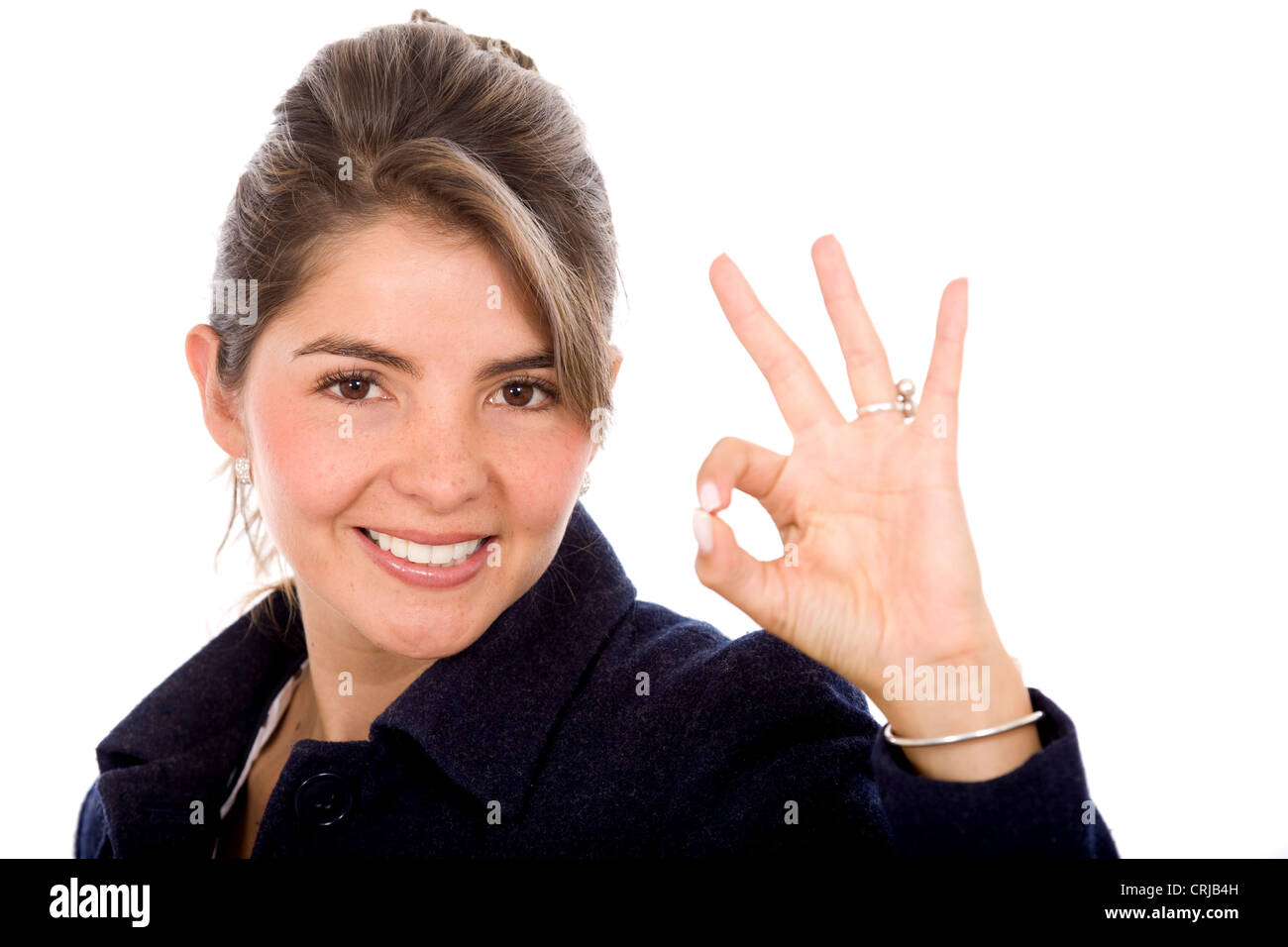 Woman hand pointing right thumb hi-res stock photography and images - Alamy