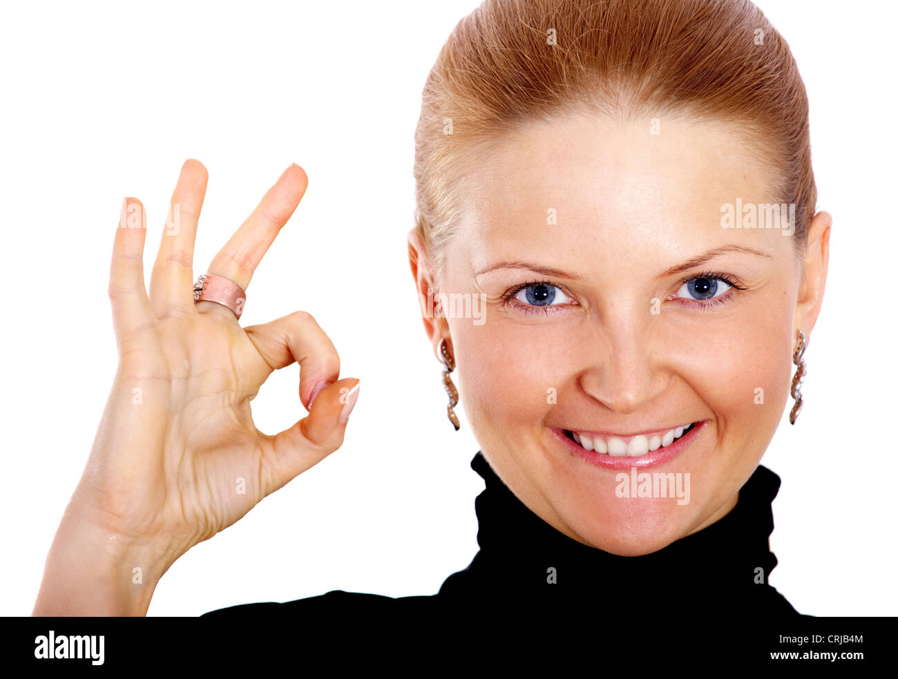 Woman hand pointing right thumb hi-res stock photography and images - Alamy