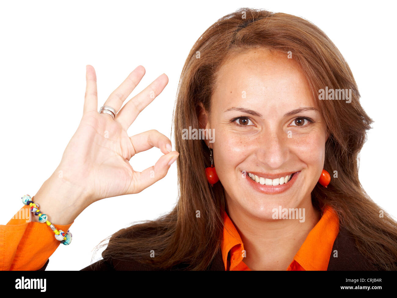 business woman doing an ok sign Stock Photo - Alamy