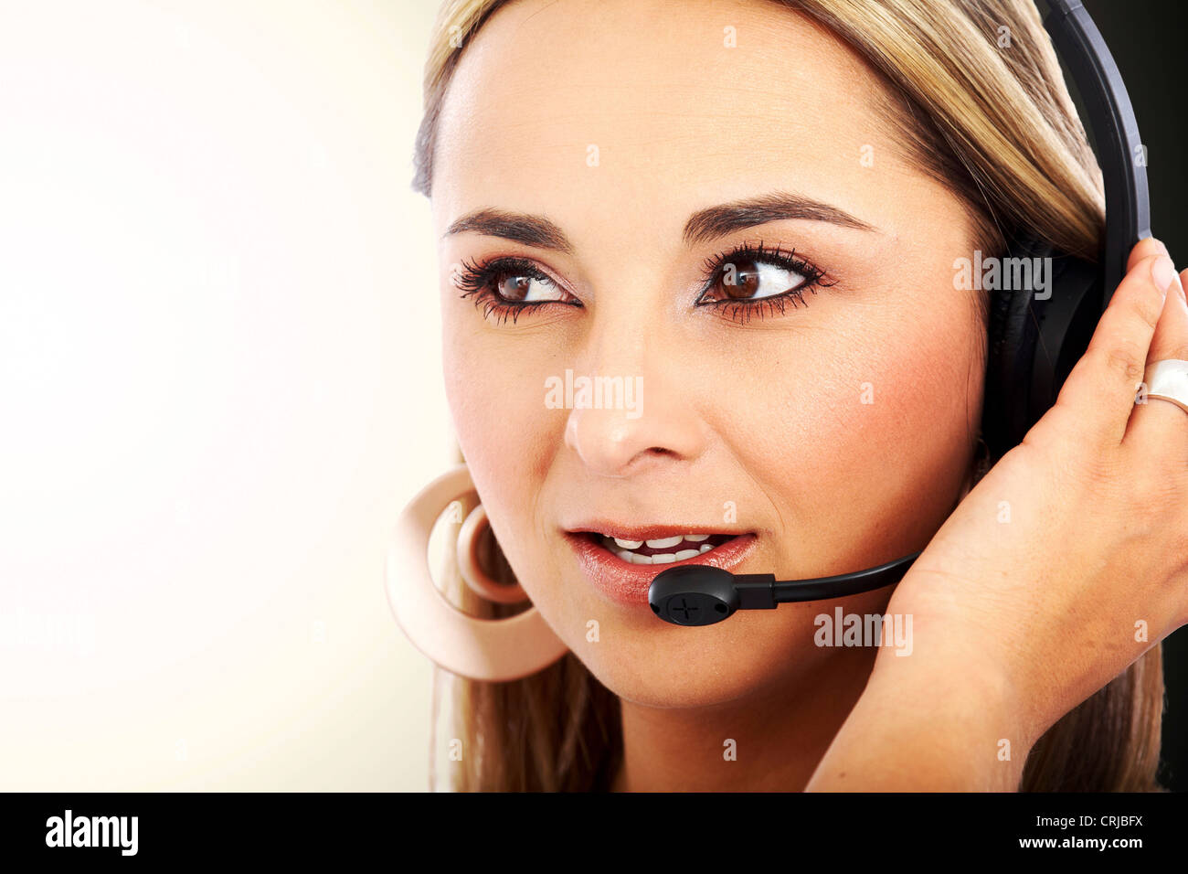 young blonde customer service woman Stock Photo - Alamy