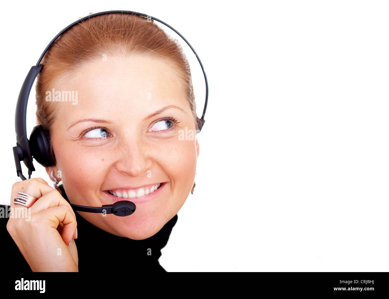 young blonde customer service woman Stock Photo - Alamy