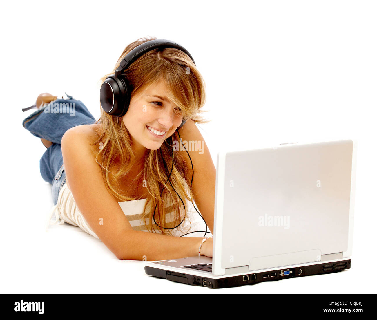 Longhaired blond woman lying on hi-res stock photography and images - Alamy