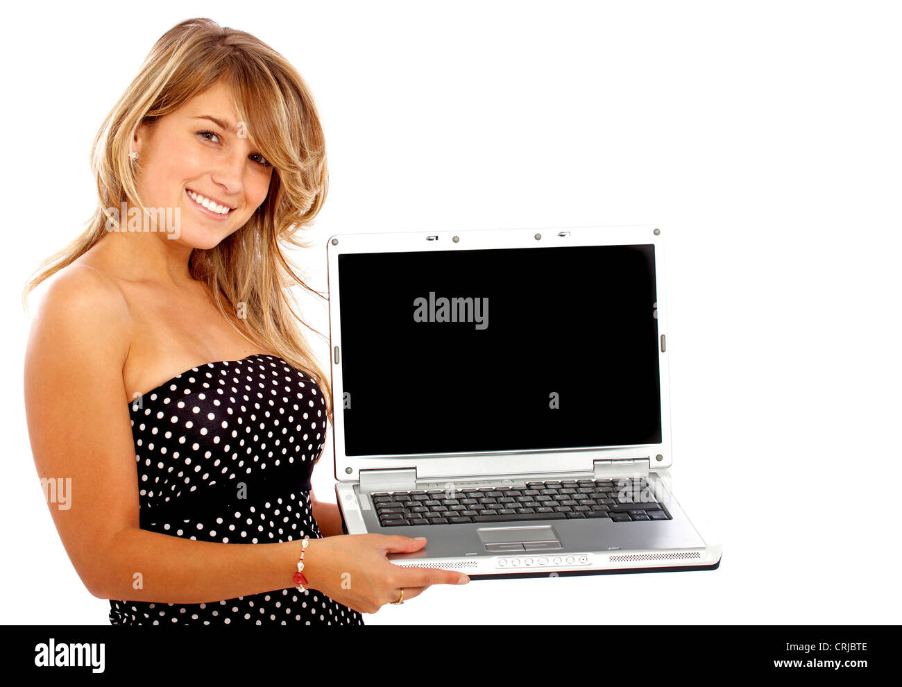 casual beautiful woman on a laptop computer Stock Photo - Alamy