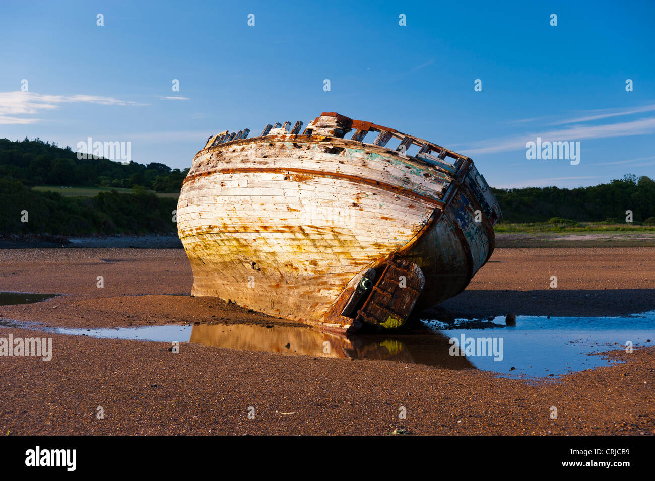 Dulas Beach Anglesey North Wales Uk Old wreck of an MFV Stock Photo - Alamy