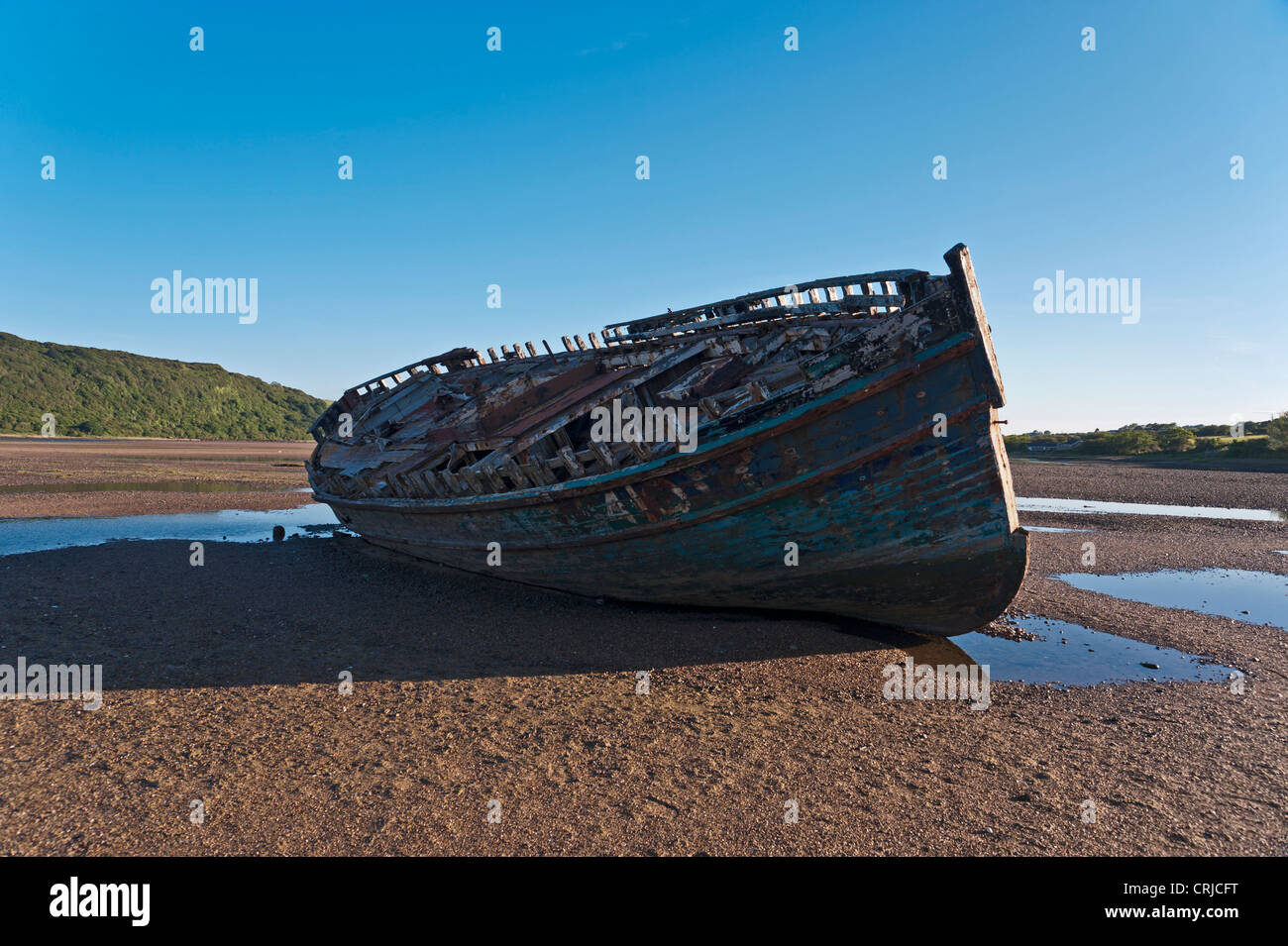 Dulas Beach Anglesey North Wales Uk Old wreck of an MFV Stock Photo - Alamy