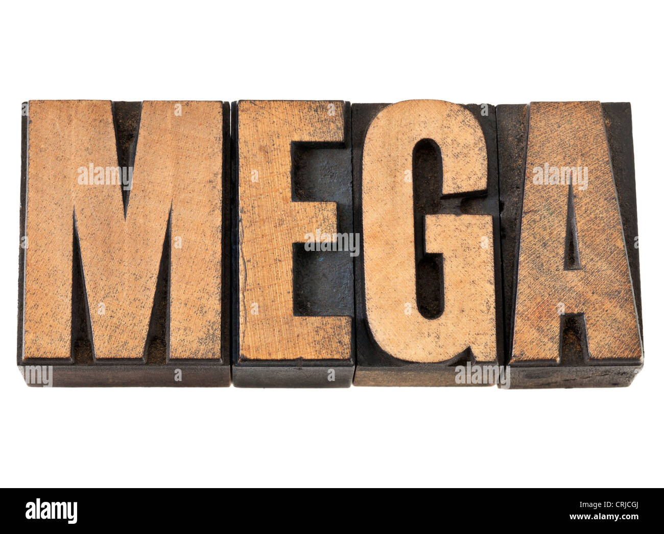 mega word (one million) - isolated text in vintage letterpress wood ...