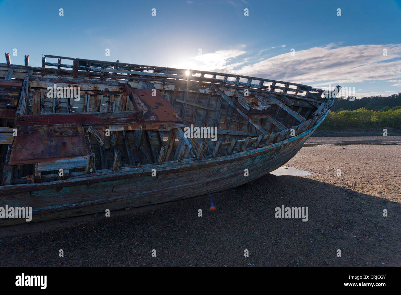 Dulas Beach Anglesey North Wales Uk Old wreck of an MFV Stock Photo - Alamy