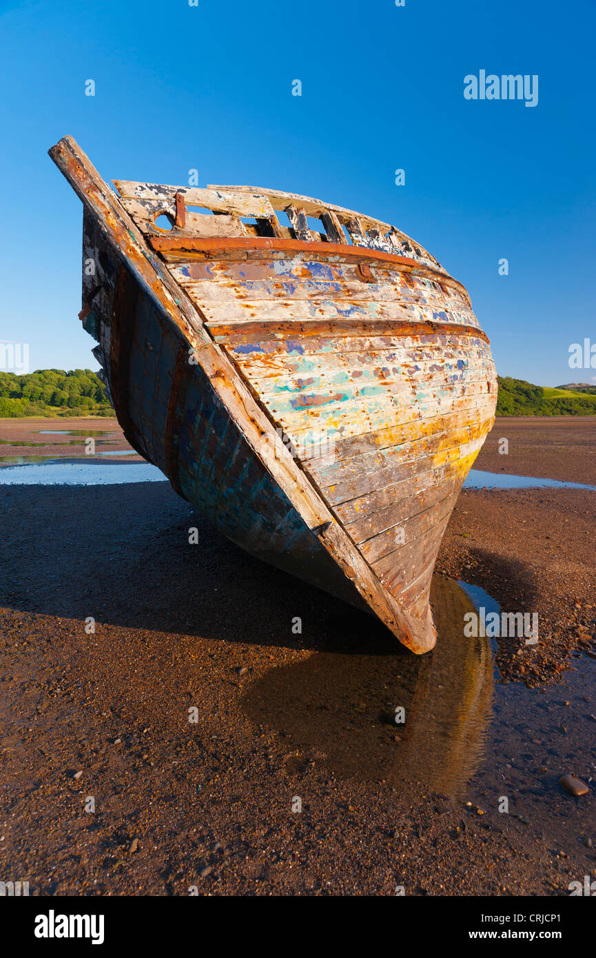 Dulas Beach Anglesey North Wales Uk Old wreck of an MFV Stock Photo - Alamy