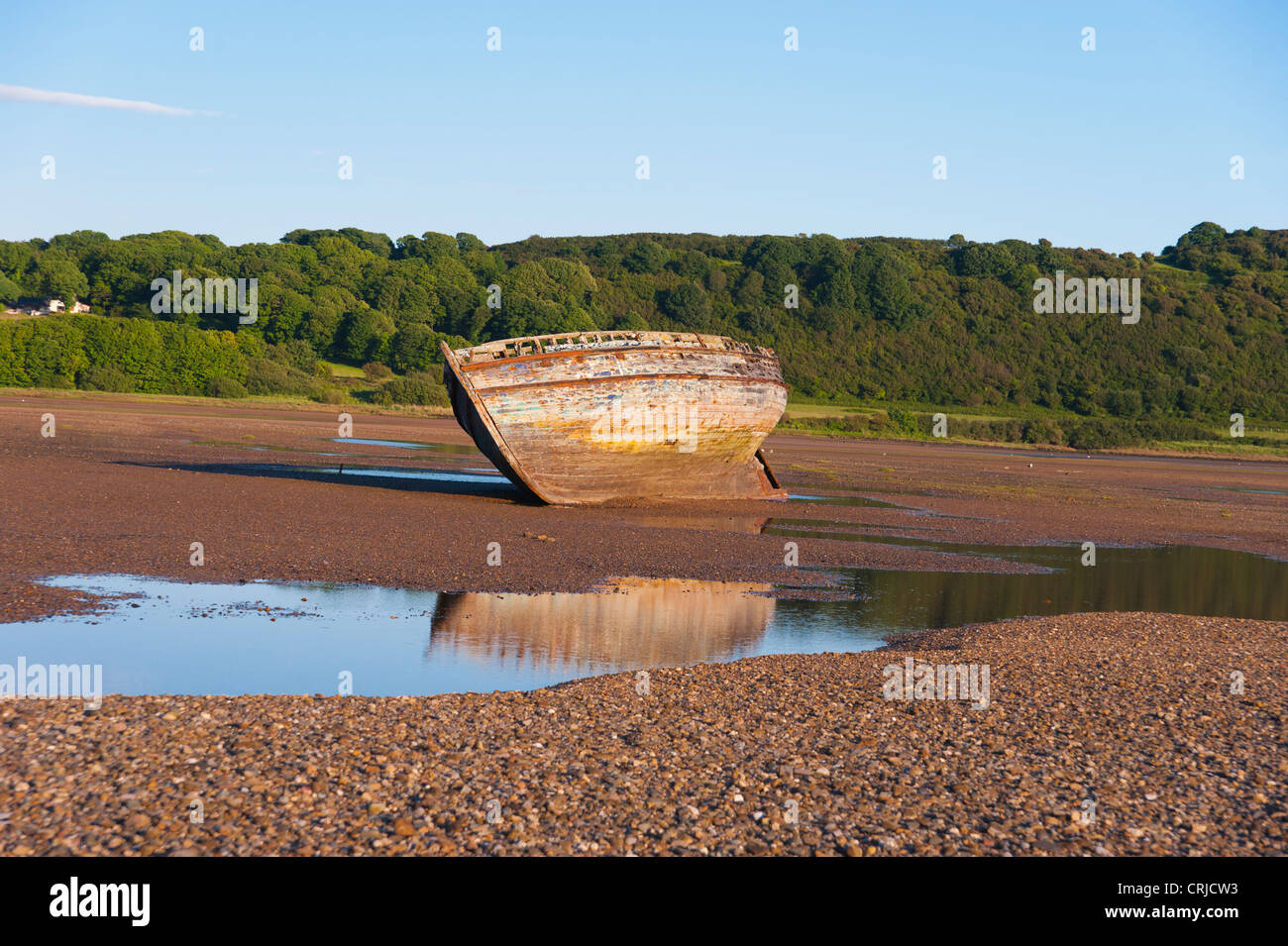 Dulas Beach Anglesey North Wales Uk Old wreck of an MFV Stock Photo - Alamy