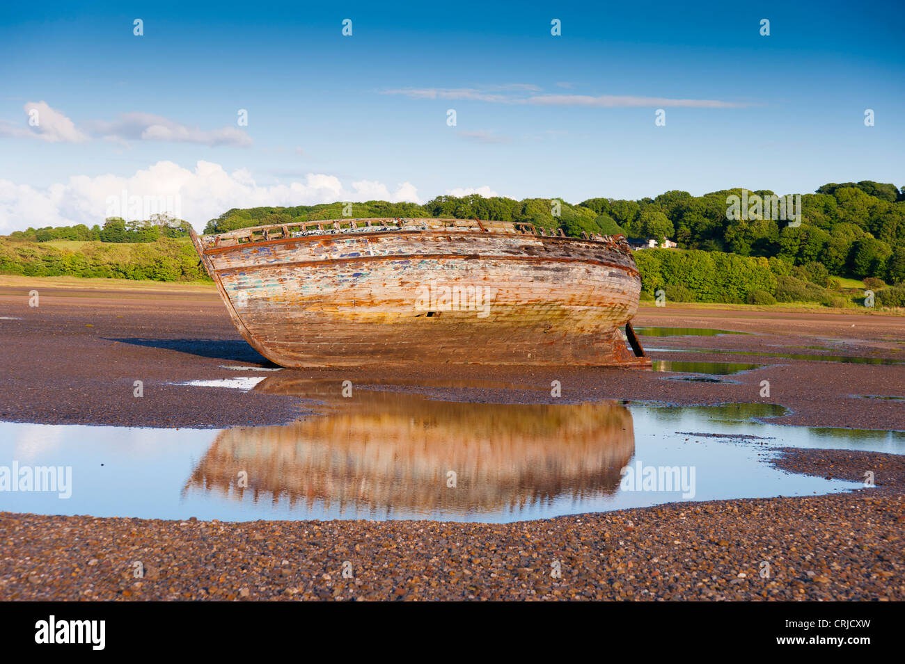 Dulas Beach Anglesey North Wales Uk Old wreck of an MFV Stock Photo - Alamy
