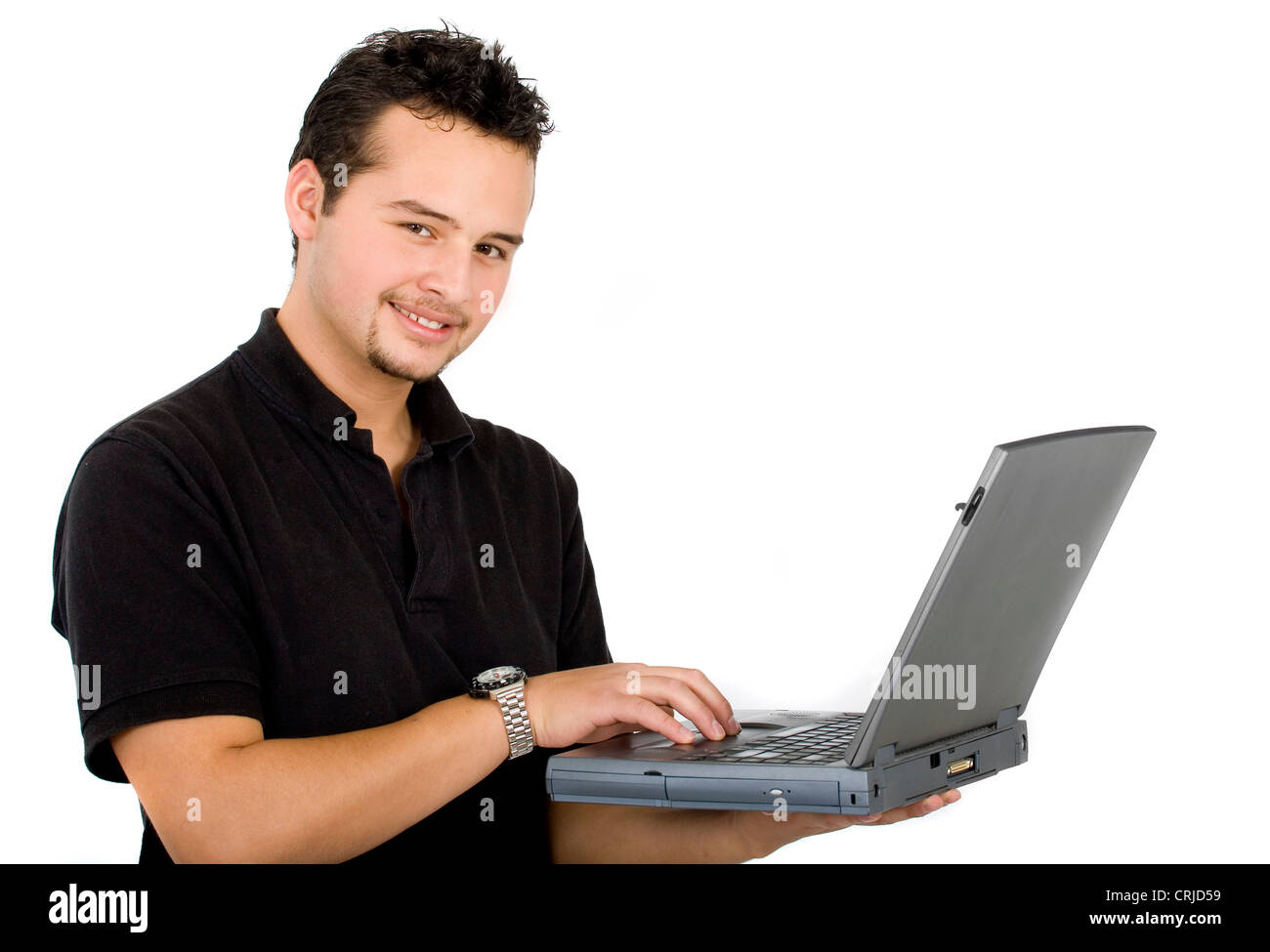 casual man with a laptop computer Stock Photo - Alamy