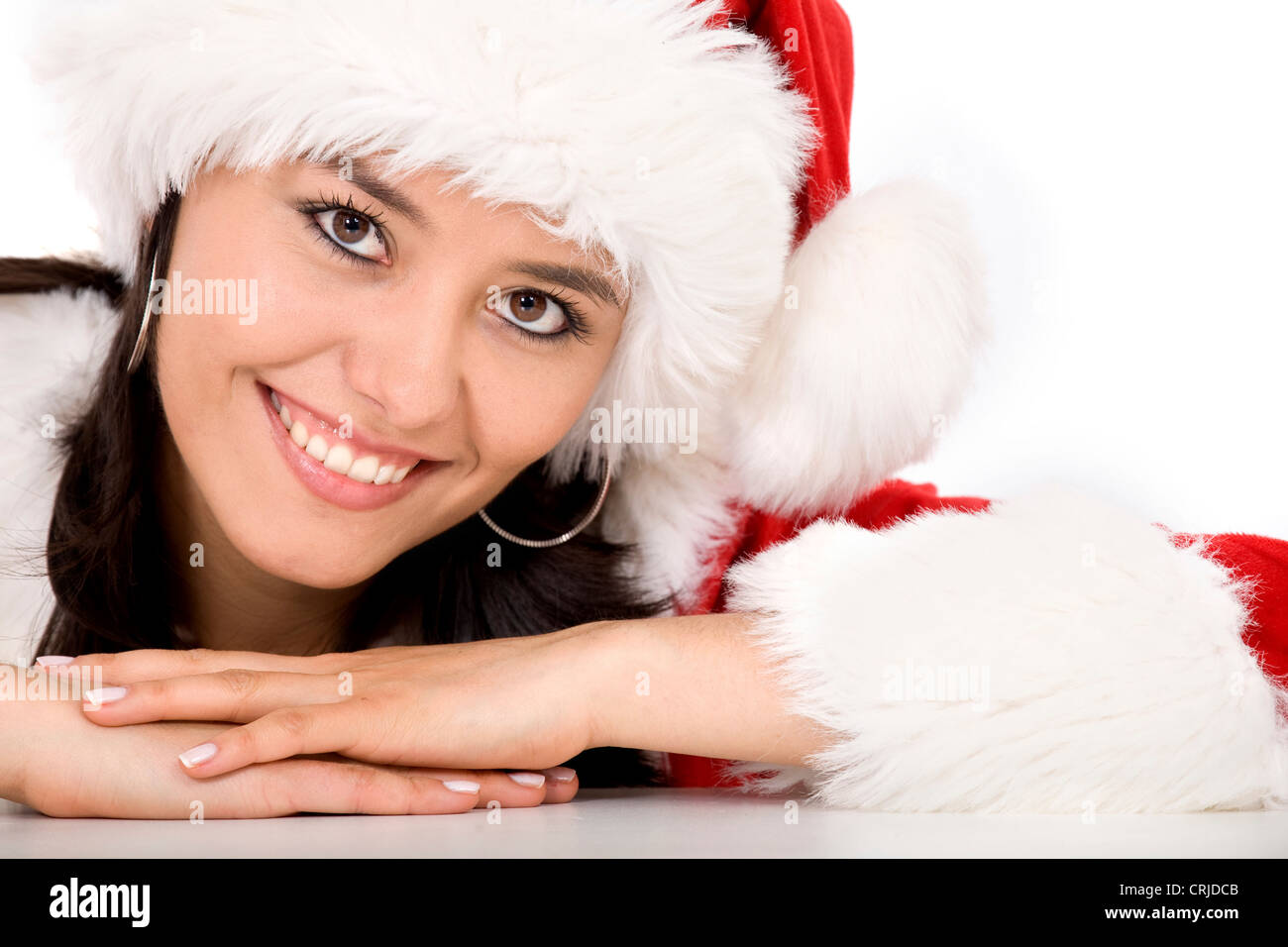 beautiful female santa portrait smiling Stock Photo - Alamy