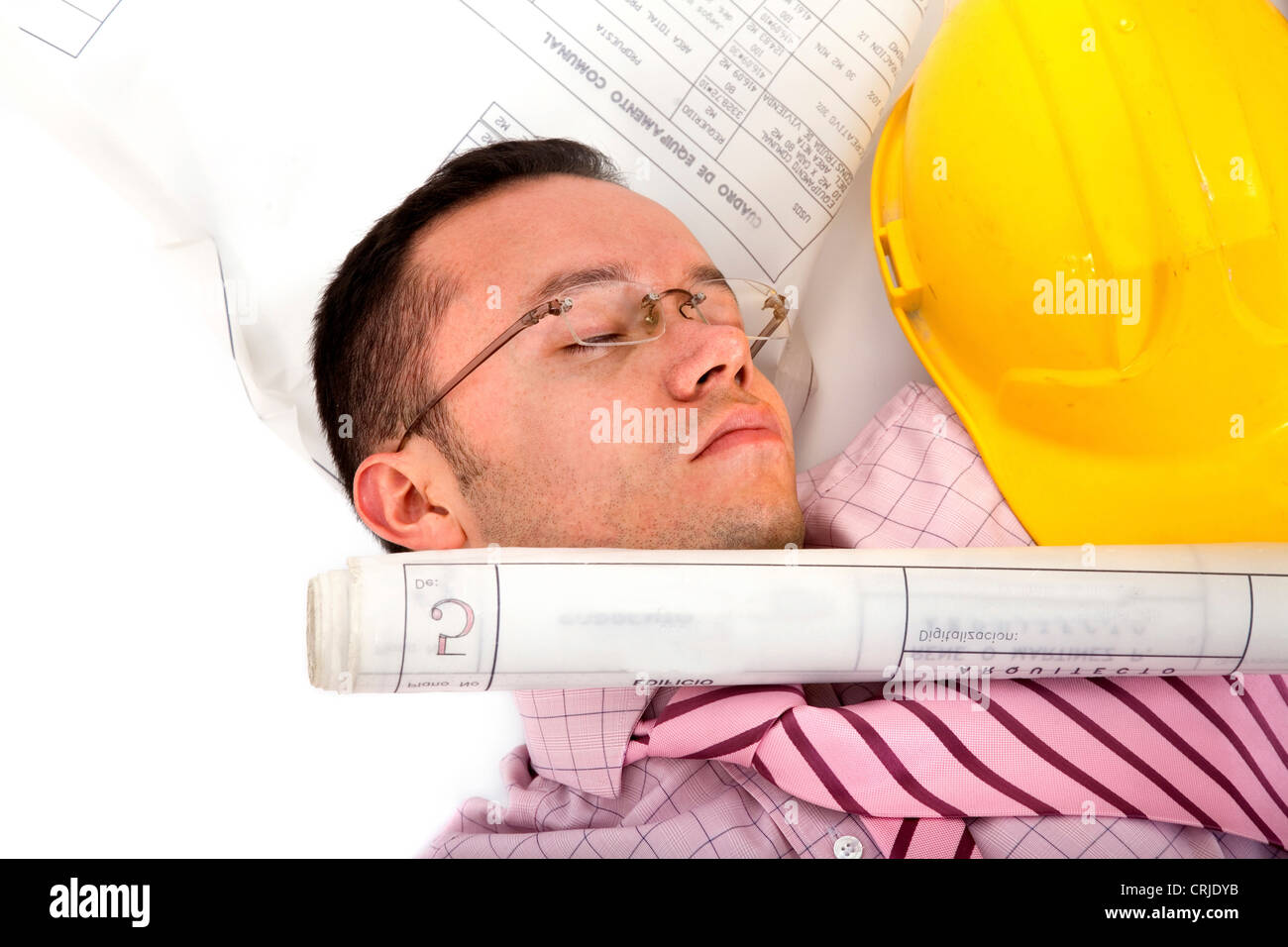 architect stressed on the floor isolated Stock Photo - Alamy