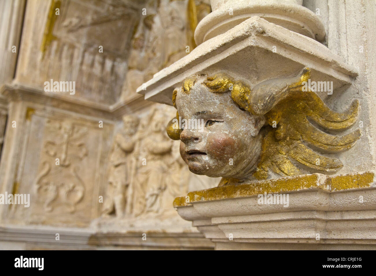 Burgos Cathedral's angel face Stock Photo - Alamy