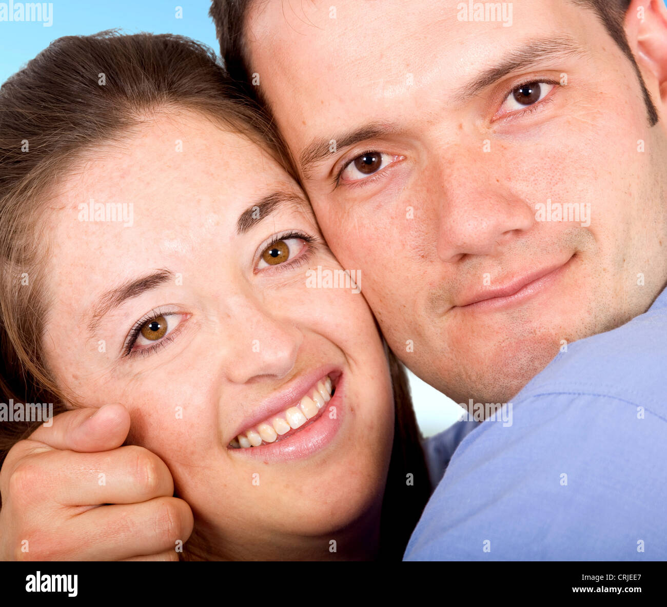 couple with faces together looking up Stock Photo - Alamy
