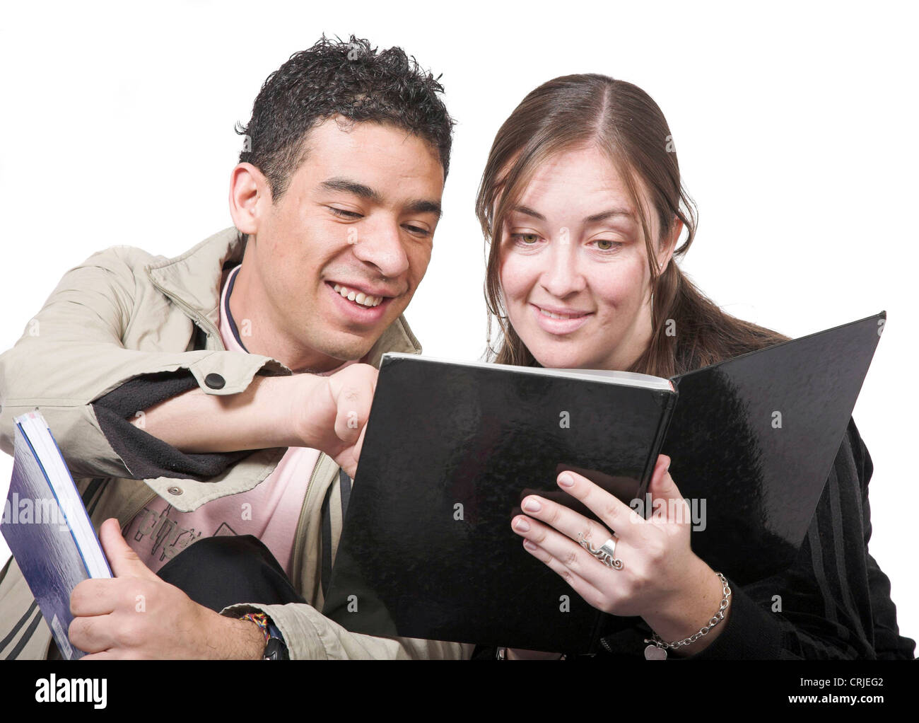 Two students studying together Cut Out Stock Images & Pictures - Alamy