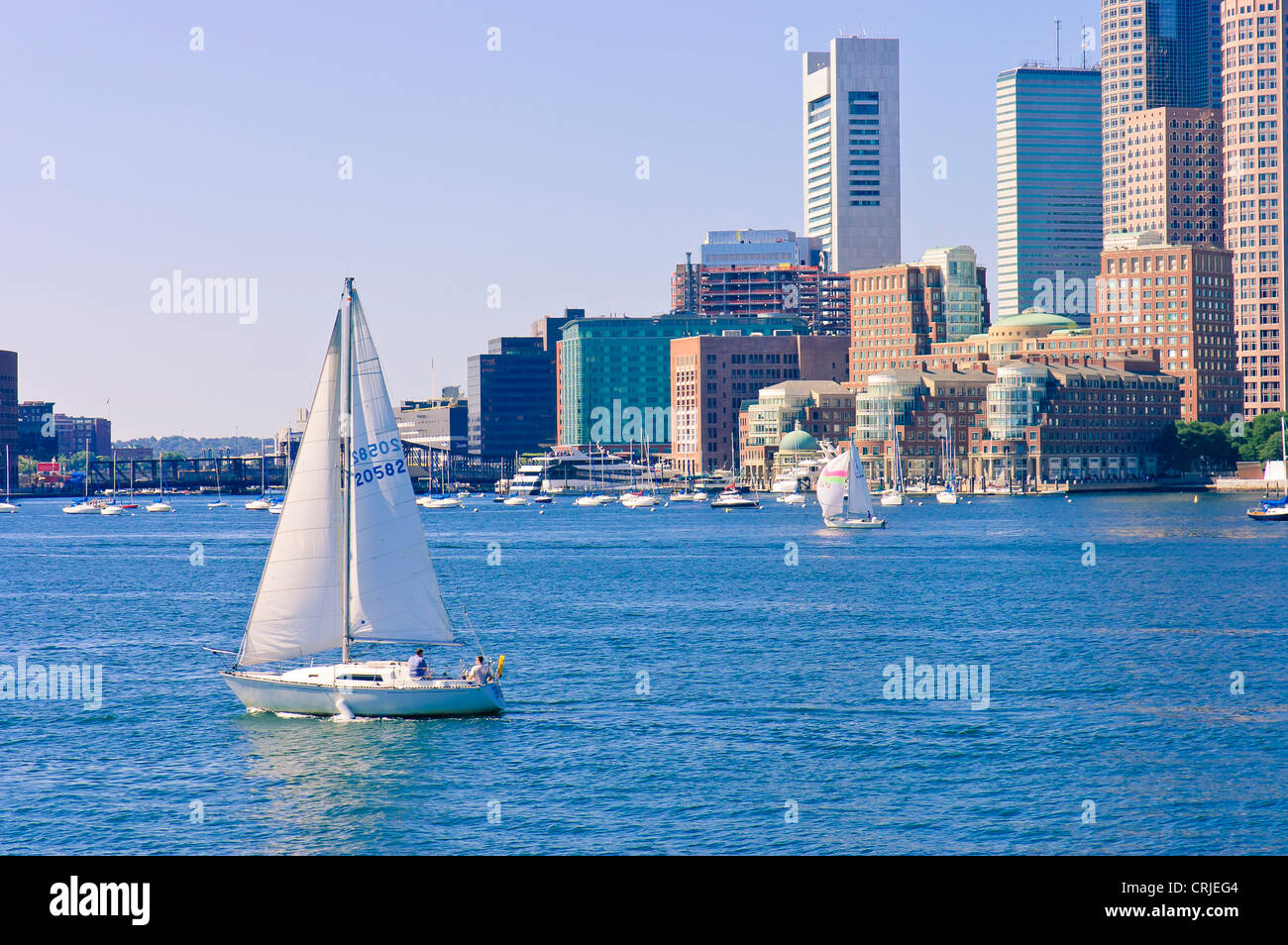 Boston skylines taken from sailing boat on the St Charles River, Boston ...