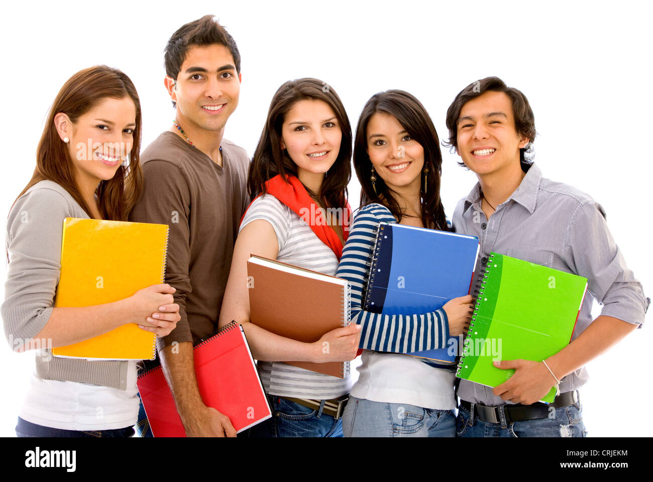 group of friends carrying notebooks Stock Photo - Alamy
