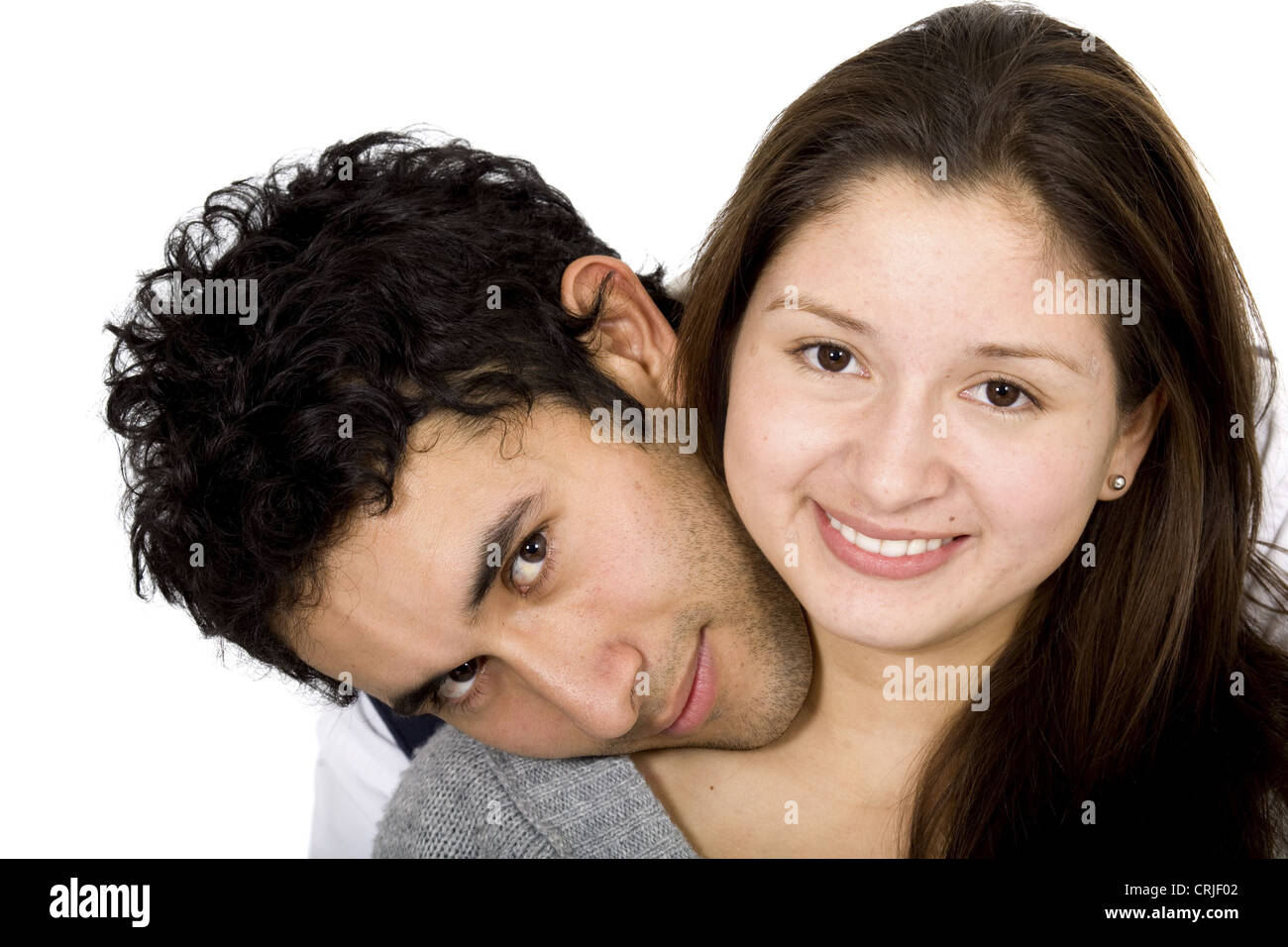 beautiful and cute couple portrait where both are smiling Stock Photo ...