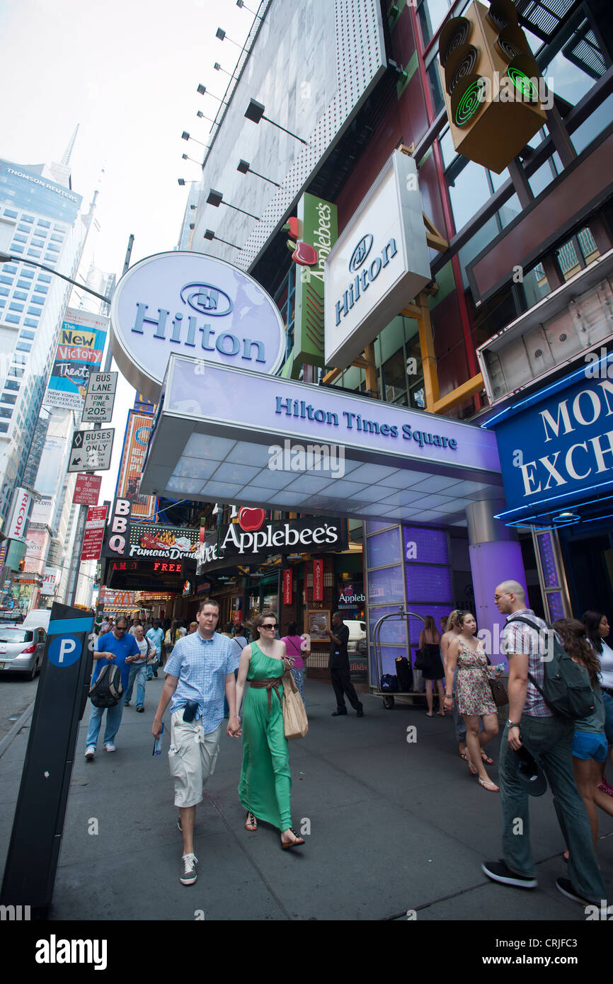 The newly renovated entrance to the Hilton Times Square Hotel in New ...