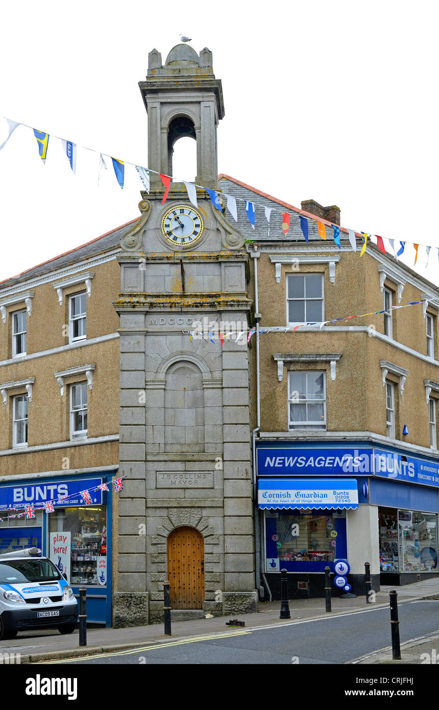 The " Turret Clock " in Mount Folly Square, Bodmin, Cornwall, UK Stock ...