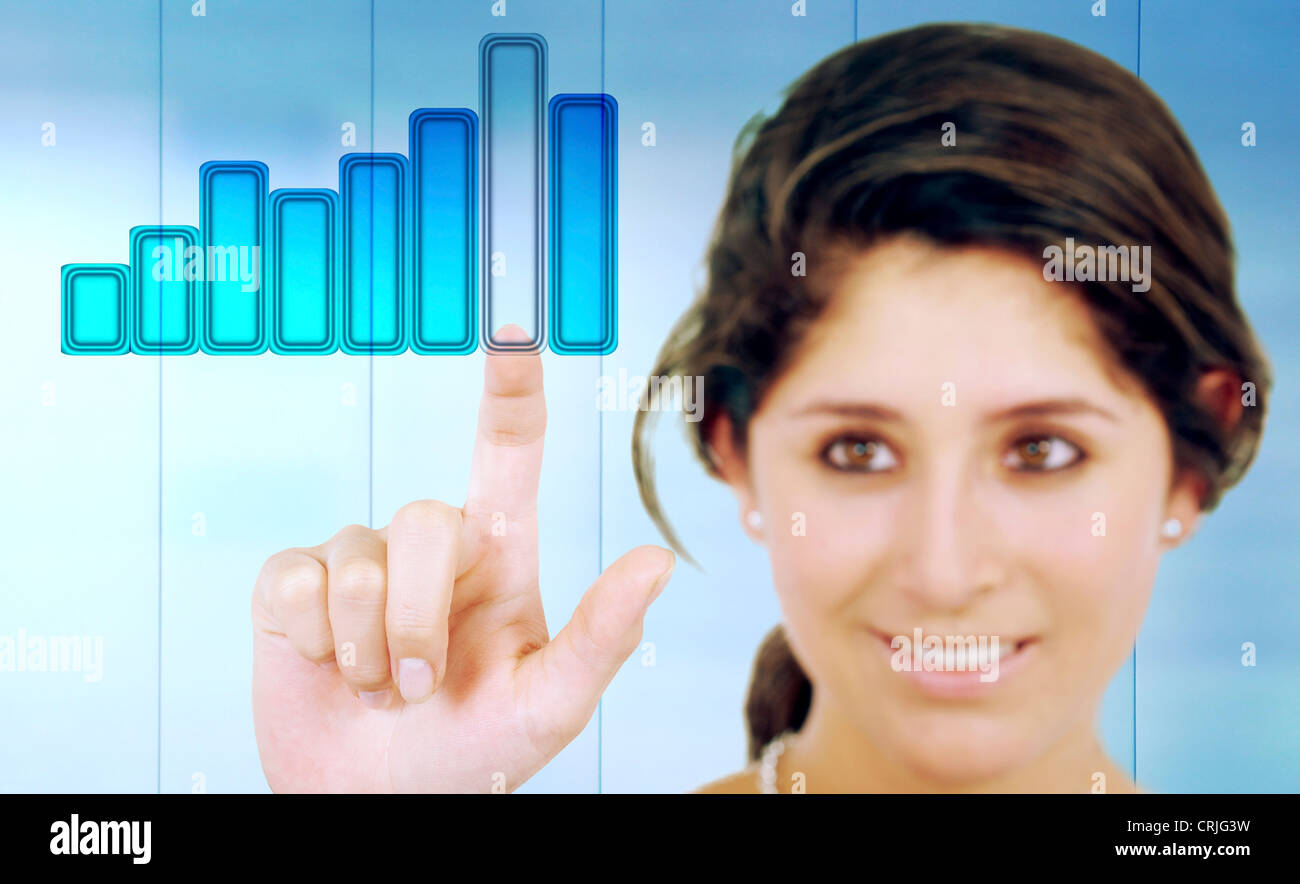 Human finger pointing on chart hi-res stock photography and images - Alamy