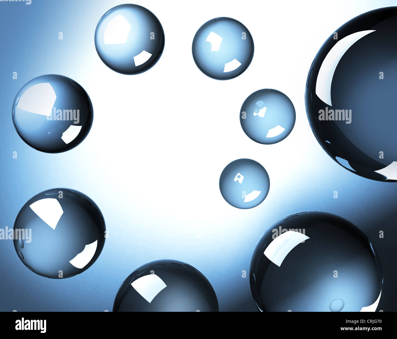 3d abstract background illustration. Helix of blue shining spheres made ...