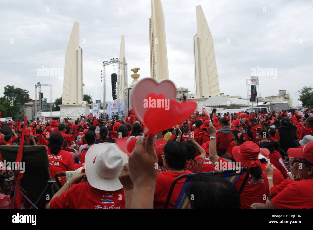 'Red Shirt' demonstrators gather at Democracy Monument to mark the 80th ...