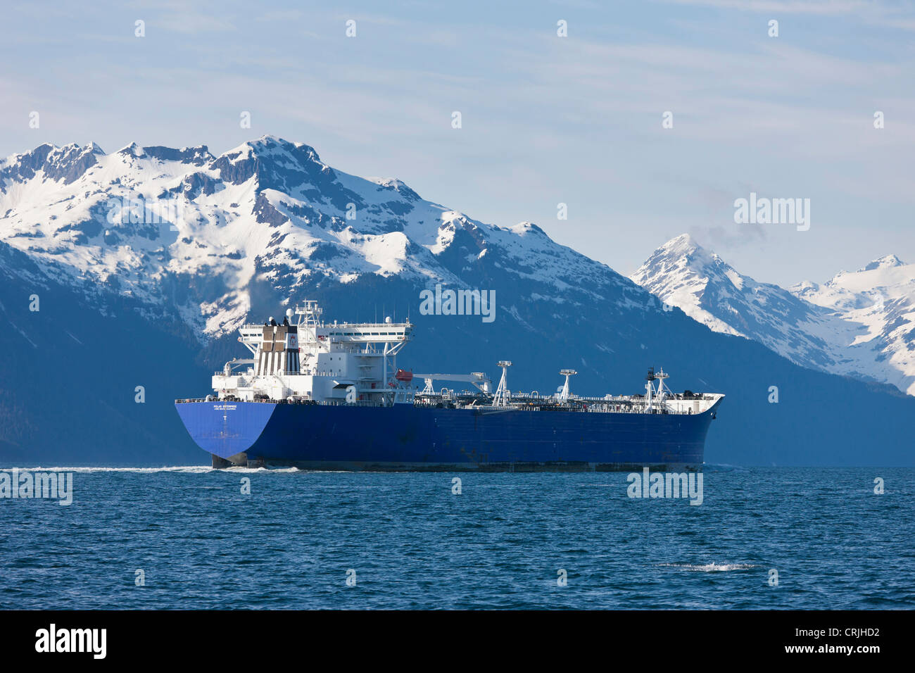 Oil tanker enters Valdez Narrows for the oil loading terminal of the ...