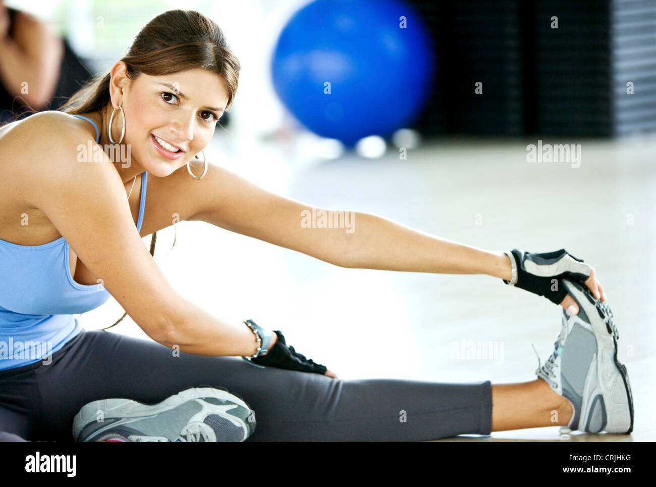 beautiful woman portrait at the gym smiling Stock Photo - Alamy