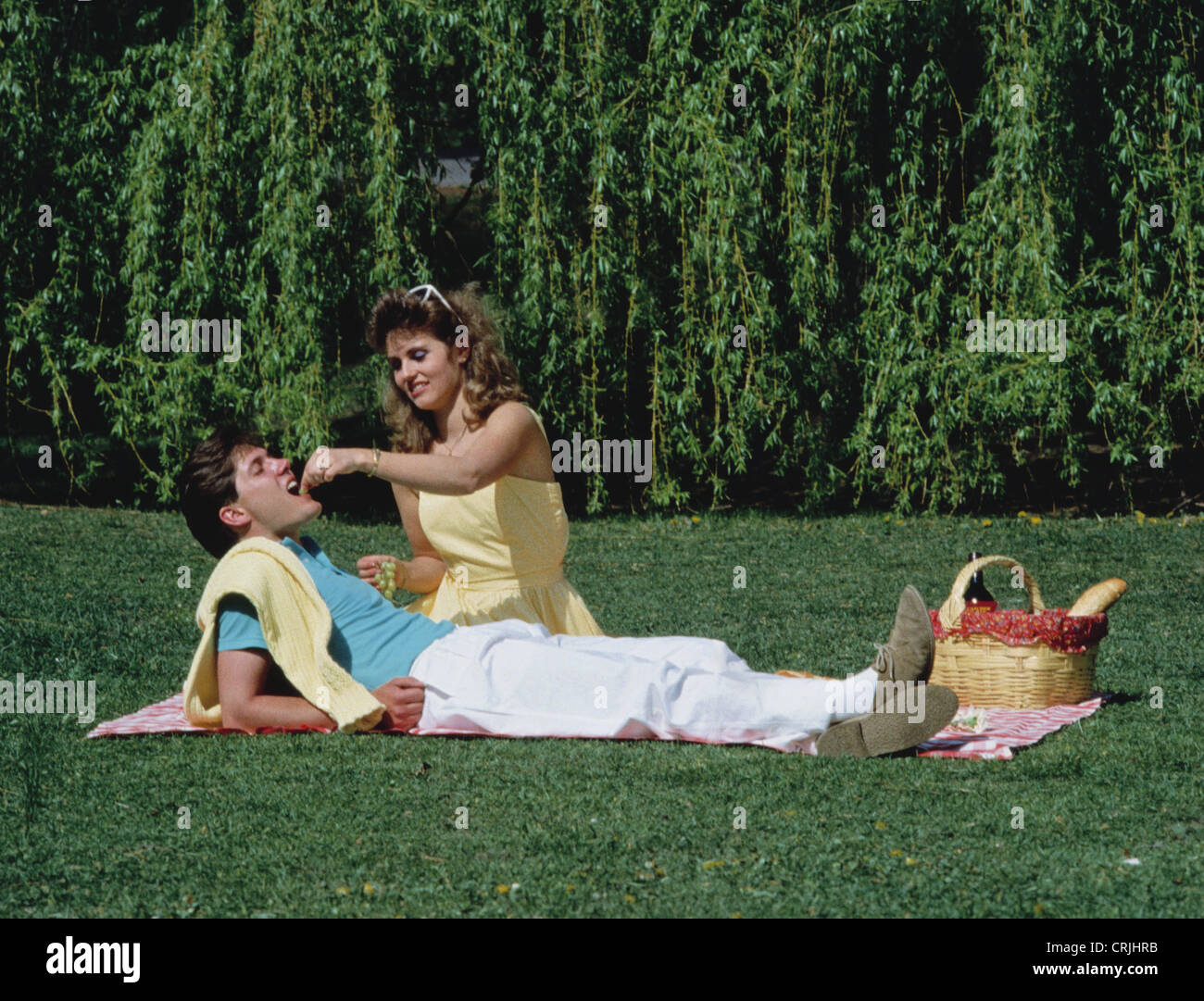 Couple having a picnic Stock Photo - Alamy