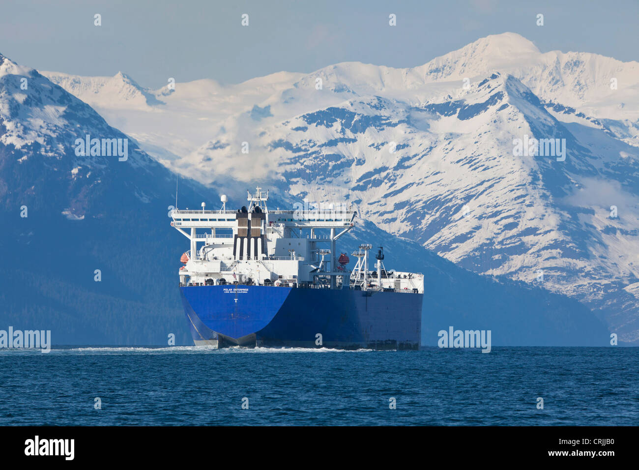 Oil tanker enters Valdez Narrows for the oil loading terminal of the ...