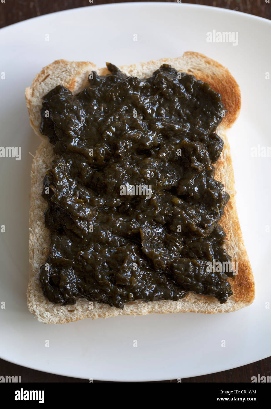 Welsh Breakfast of Laver Bread on Toast Stock Photo - Alamy