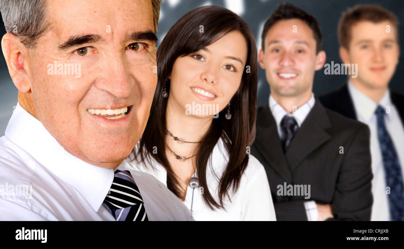 confident business man and his business team - group formed of people ...