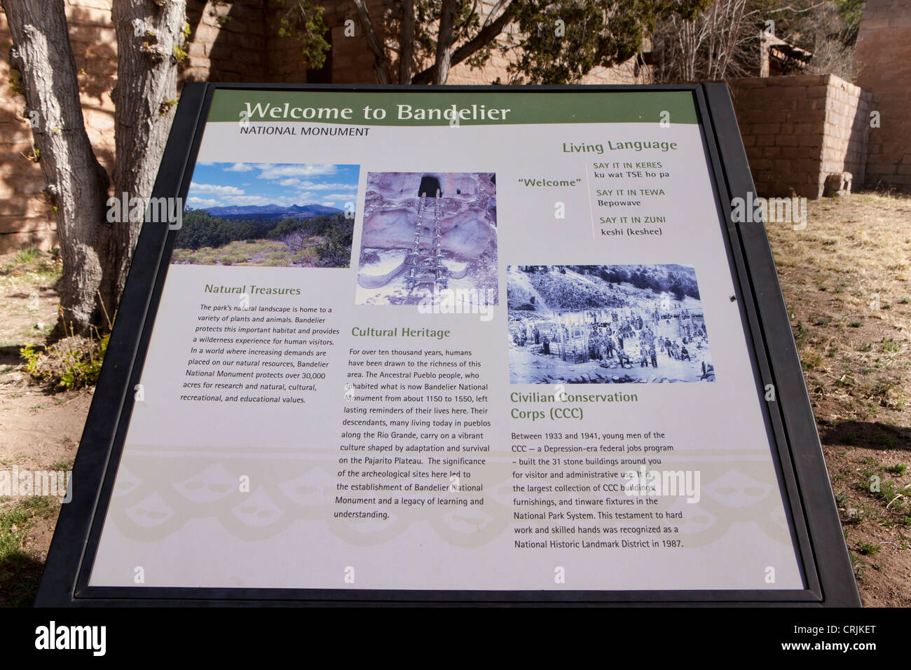 Bandelier National Monument welcome sign, New Mexico Stock Photo - Alamy