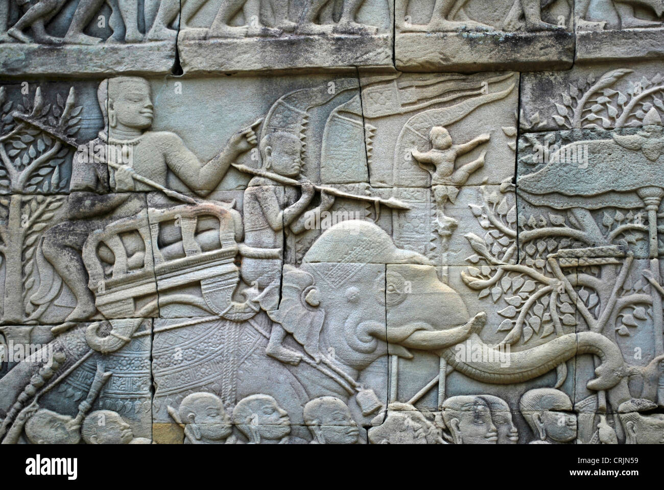 reliefs at the Bayon close to the temple complex Angkor Wat, Cambodia ...