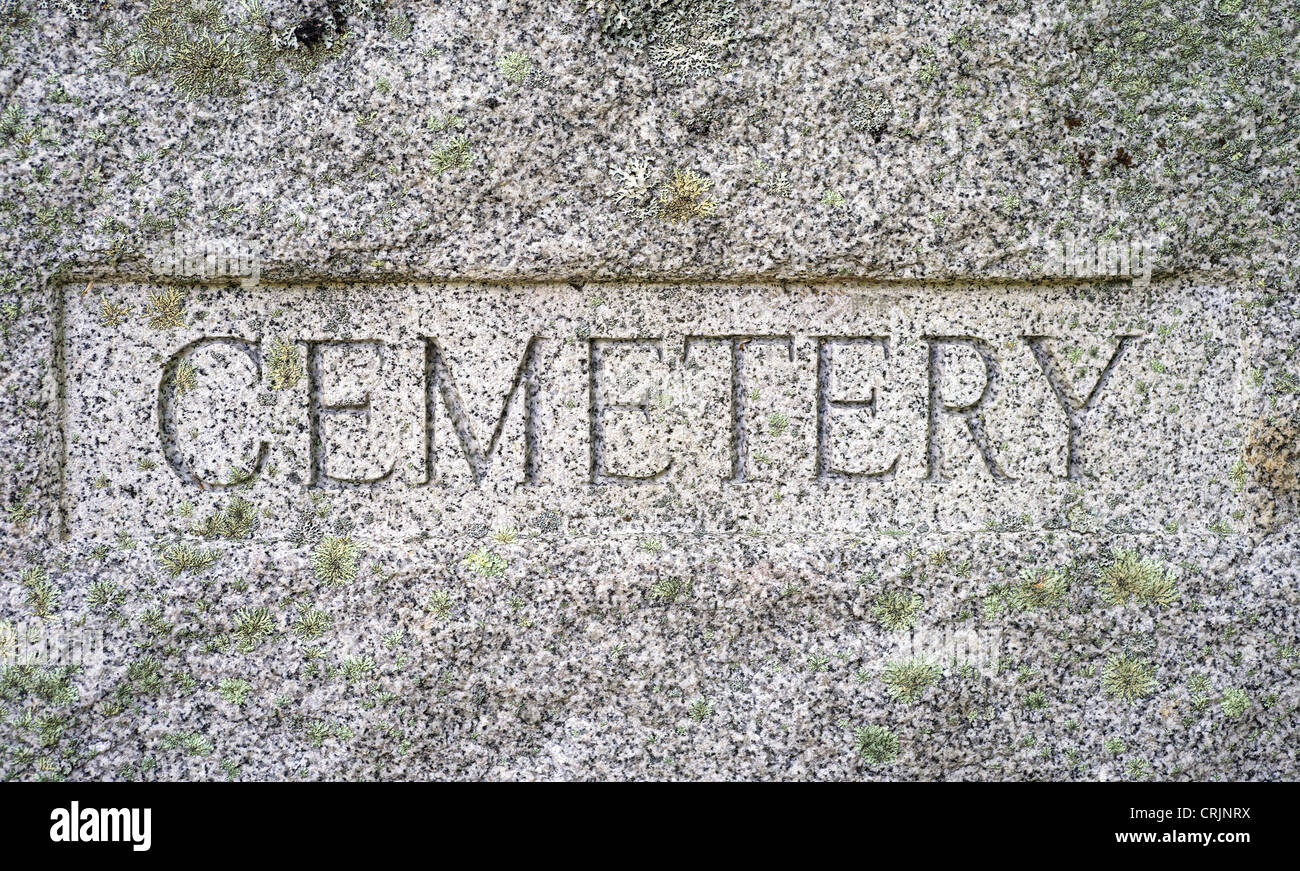 Cemetery granite sign Stock Photo - Alamy